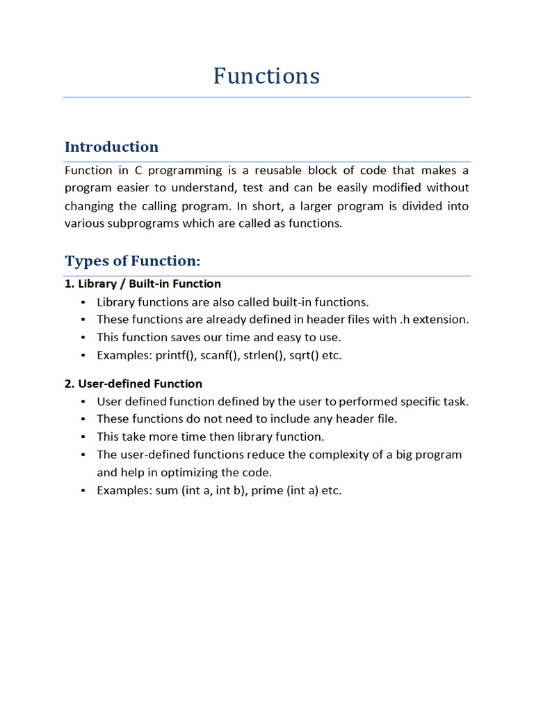 4.2 Functions Note | PDF