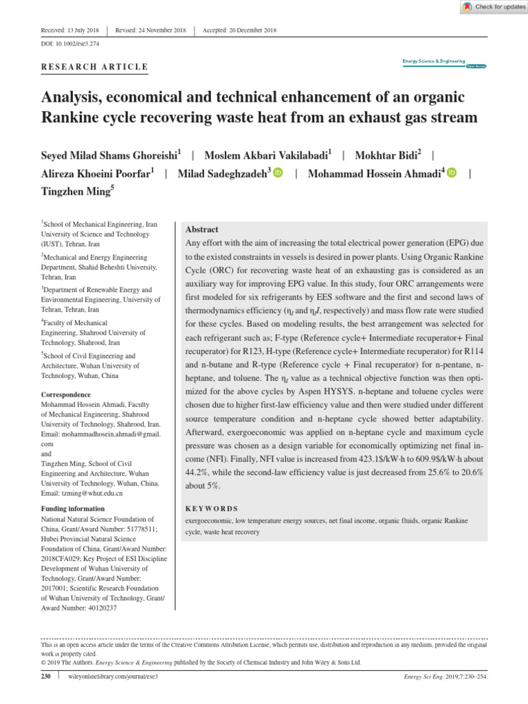 Energy Science Engineering - 2019 - Shams Ghoreishi - Analysis ...