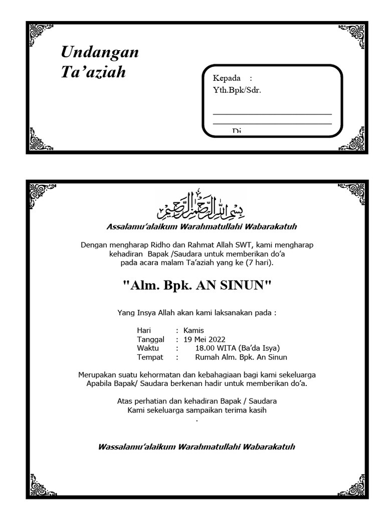 Undangan Tahlil 7 HARI | PDF