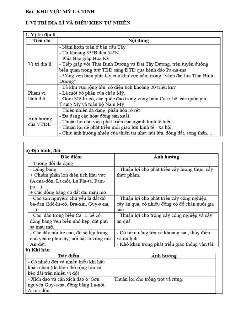 ĐC Bài KV Mĩ La Tinh | PDF