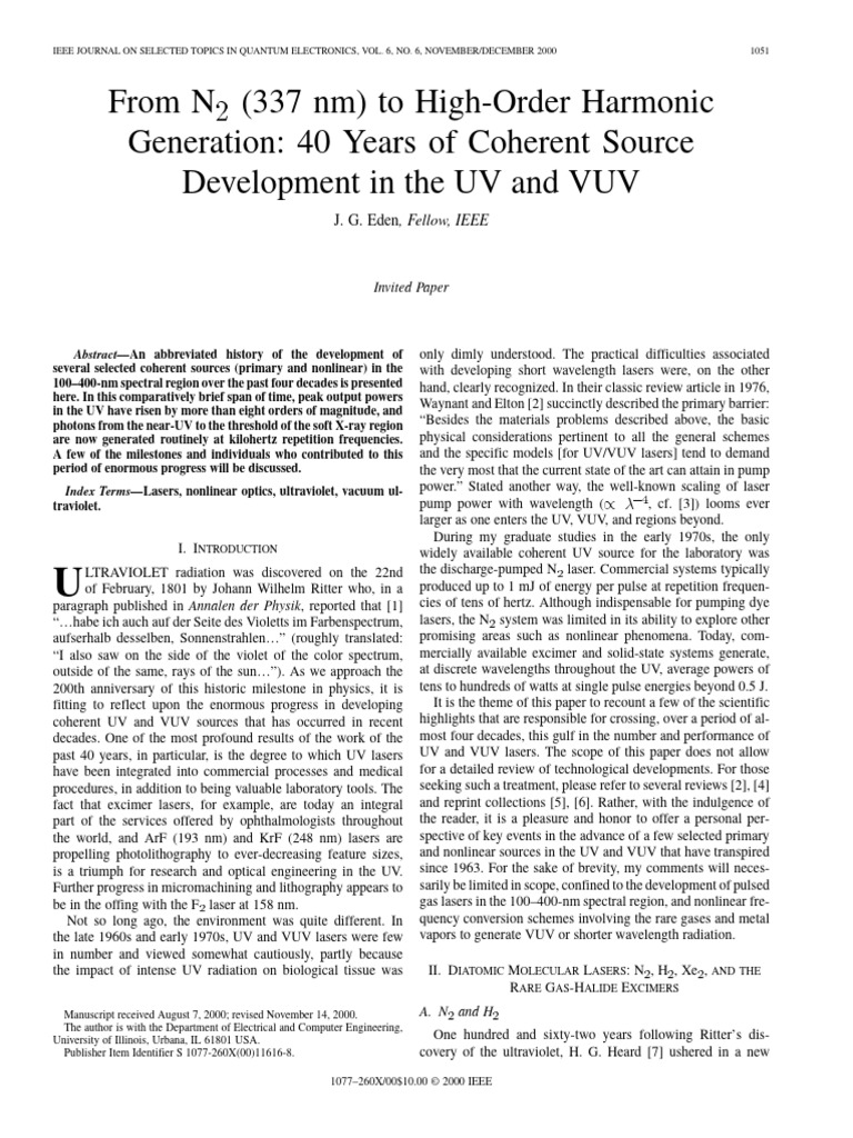 History 40y of Coherent Source Development in UV and VUV | PDF | Laser | Ultraviolet