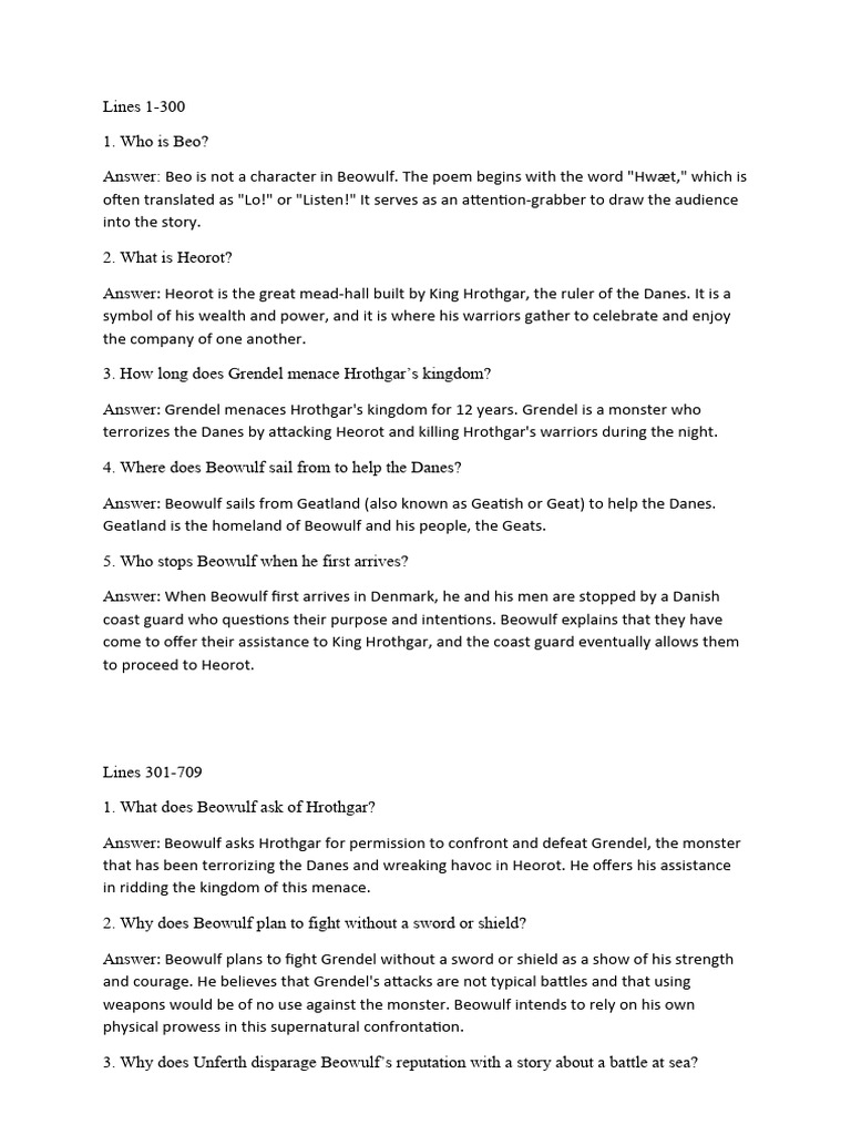 BEOWULF PART A N B | PDF