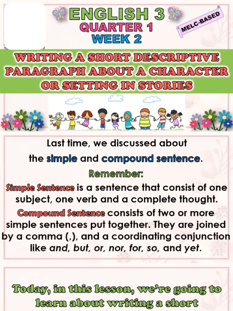 Lesson 2-Write A Short Descriptive Paragraph About A Character or ...
