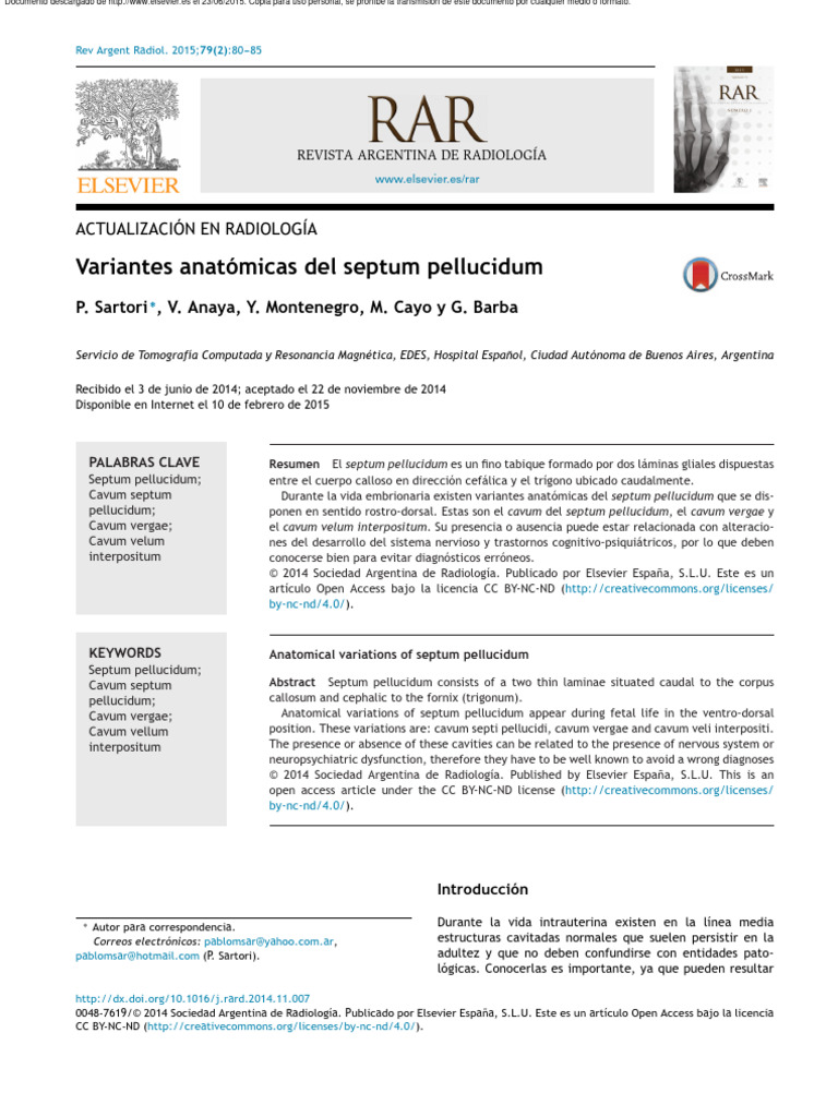 Variantes Anatómicas Del Cavum Del Septum - Pellucido | PDF | Cerebro ...