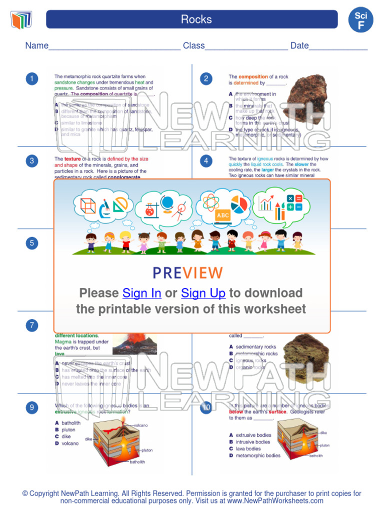 Worksheet Science Grade 6 Rocks 1 0 | PDF | All Rights Reserved ...