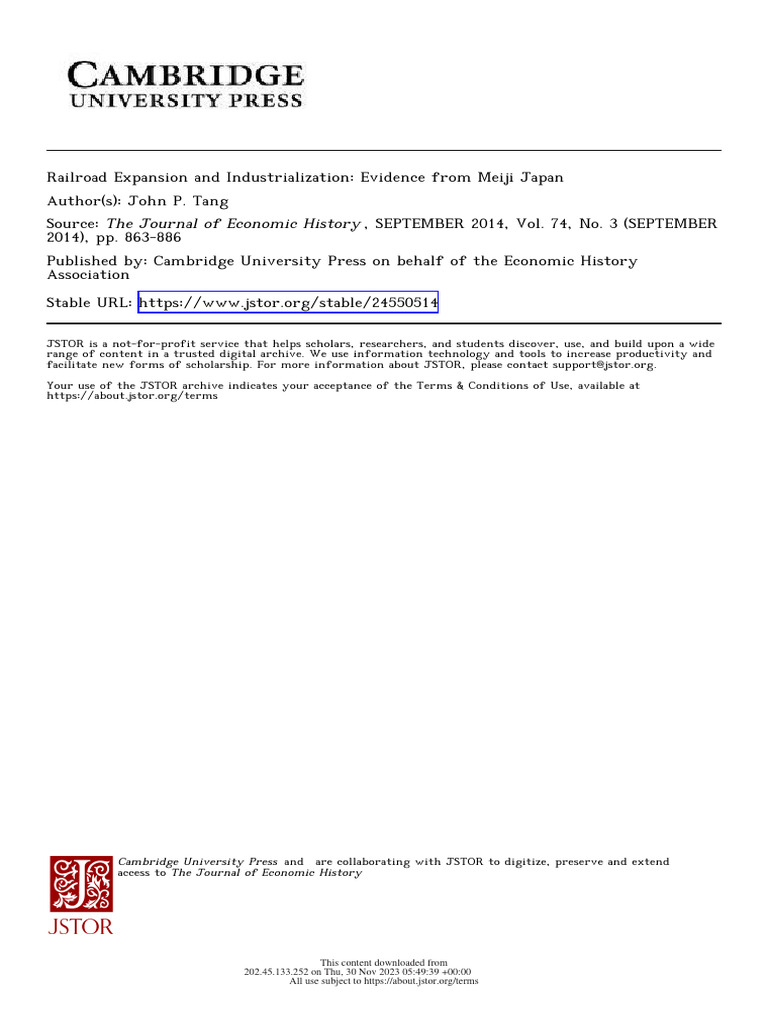 Tang-Meiji Railroad and Industrialization-2014 | PDF | Rail Transport ...