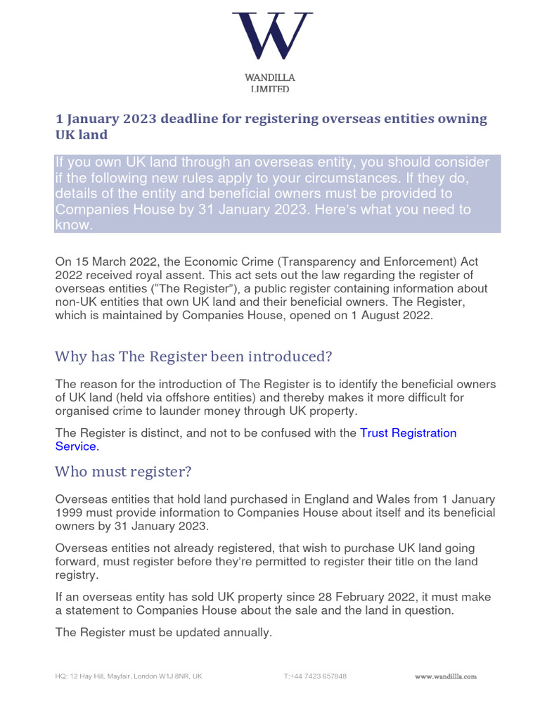 UK Land Ownership Rules for Overseas Entities | PDF | Trust Law | Trustee