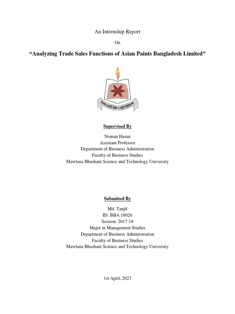 Asian Paints Internship Report | PDF | Brand | Employment