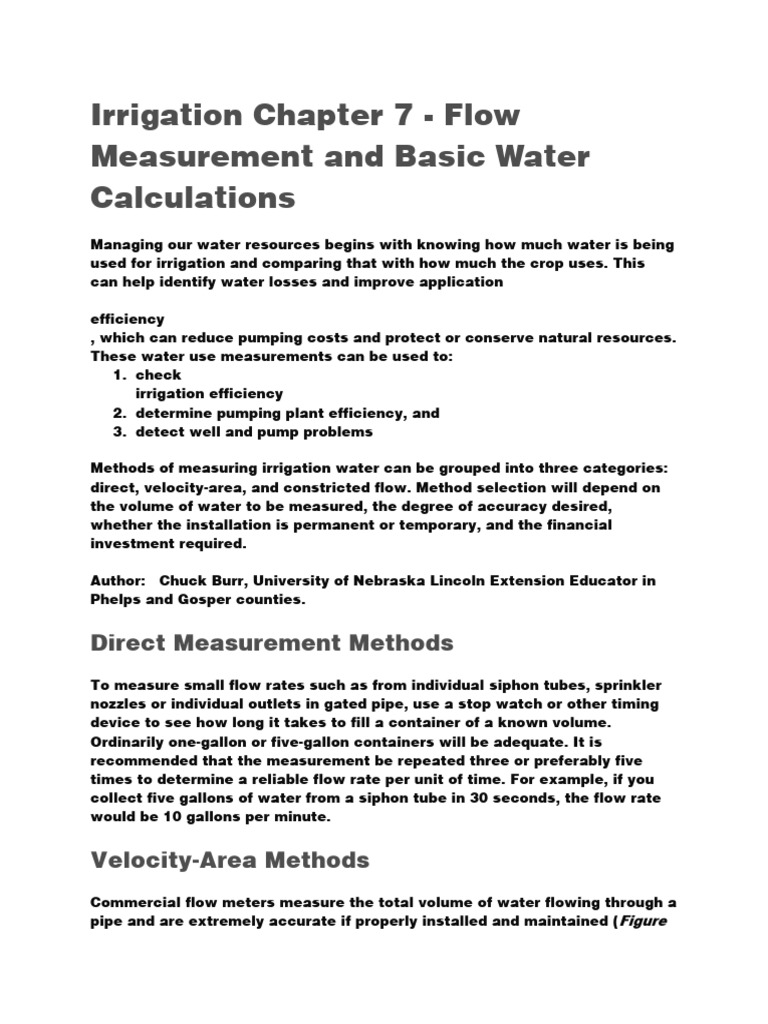 ch7 Flow Measurement and Basic Water Calculation | PDF | Flow ...