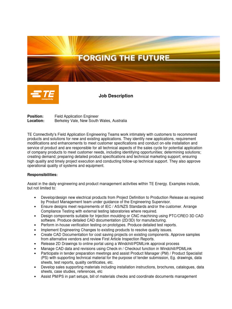 Field Application Engineer - Job Description | PDF | Computer Aided Design | Engineering