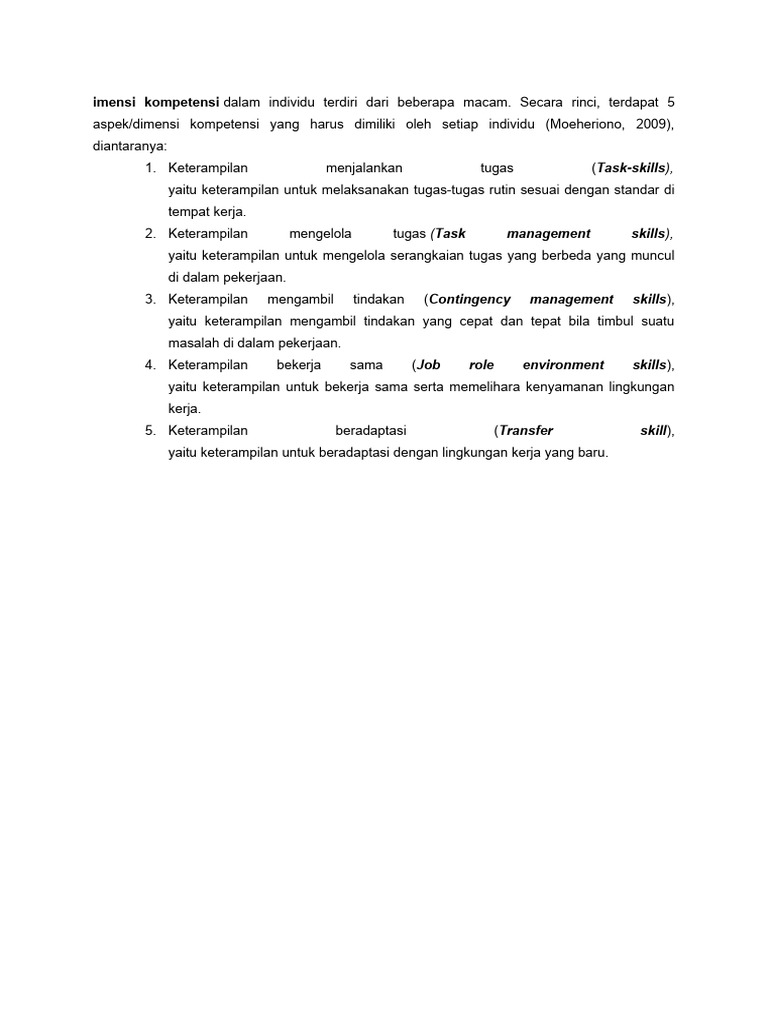5 Dimensi Kompetensi Individu | PDF | Pengembangan Diri
