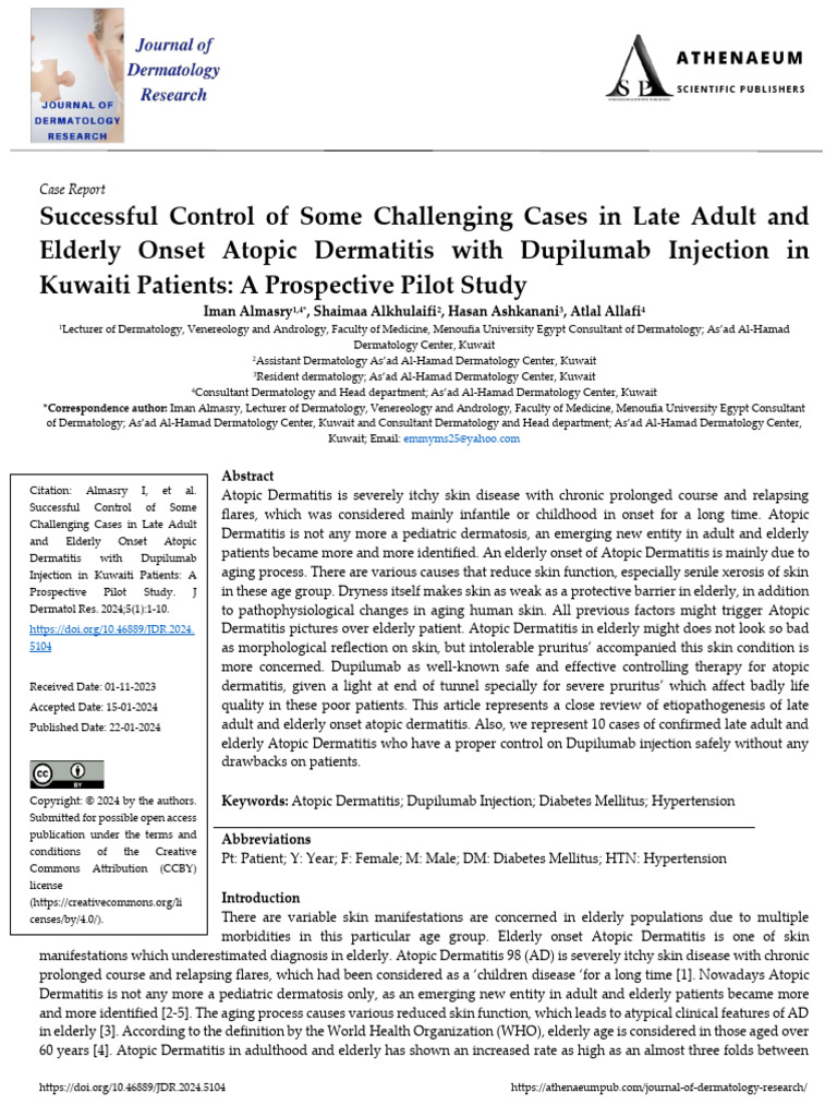 Successful Control of Some Challenging Cases in Late Adult and Elderly ...