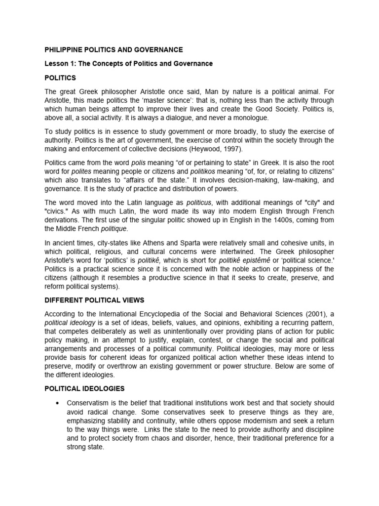 PPG Handouts | PDF | Power (Social And Political) | Governance