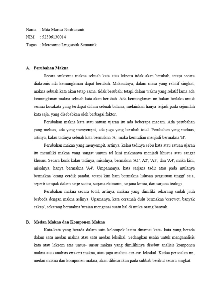 Meresume Semantik | PDF | Seni & Disiplin Bahasa