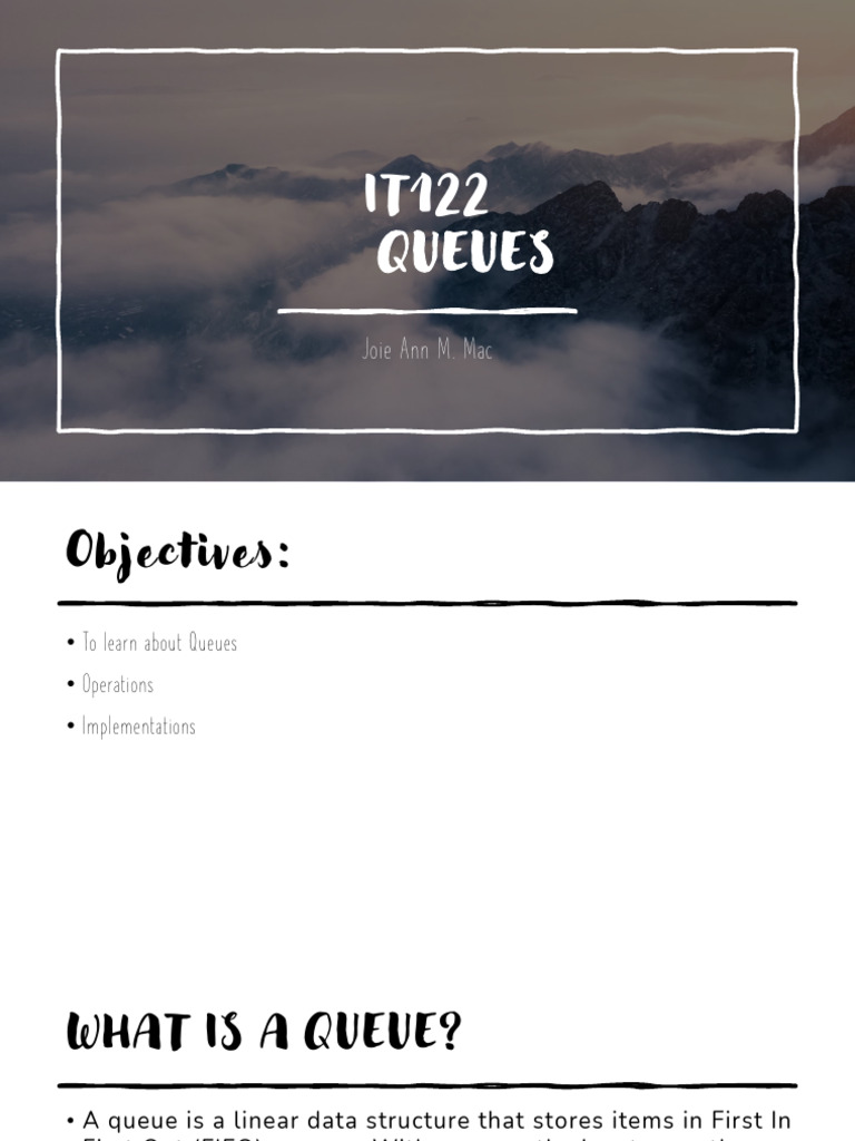 Module 8 QUEUES | PDF | Queue (Abstract Data Type) | Computer Engineering Module 8 QUEUES | PDF | Queue (Abstract Data Type) | Computer Engineering