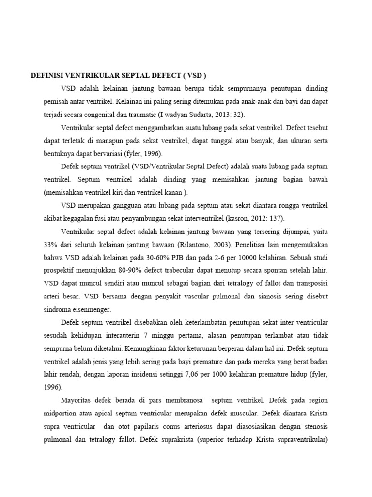 Definisi Ventrikular Septal Defect Dan Askep VSD | PDF