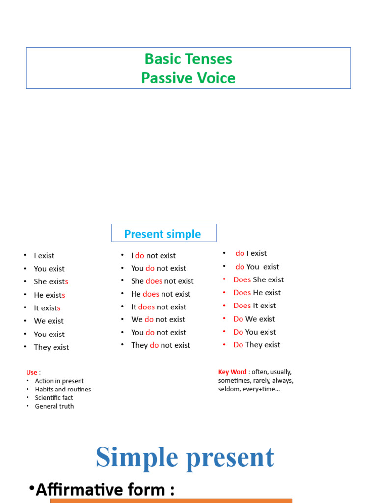 Tenses and Passive Voice Rules | PDF | Verb | Grammatical Tense