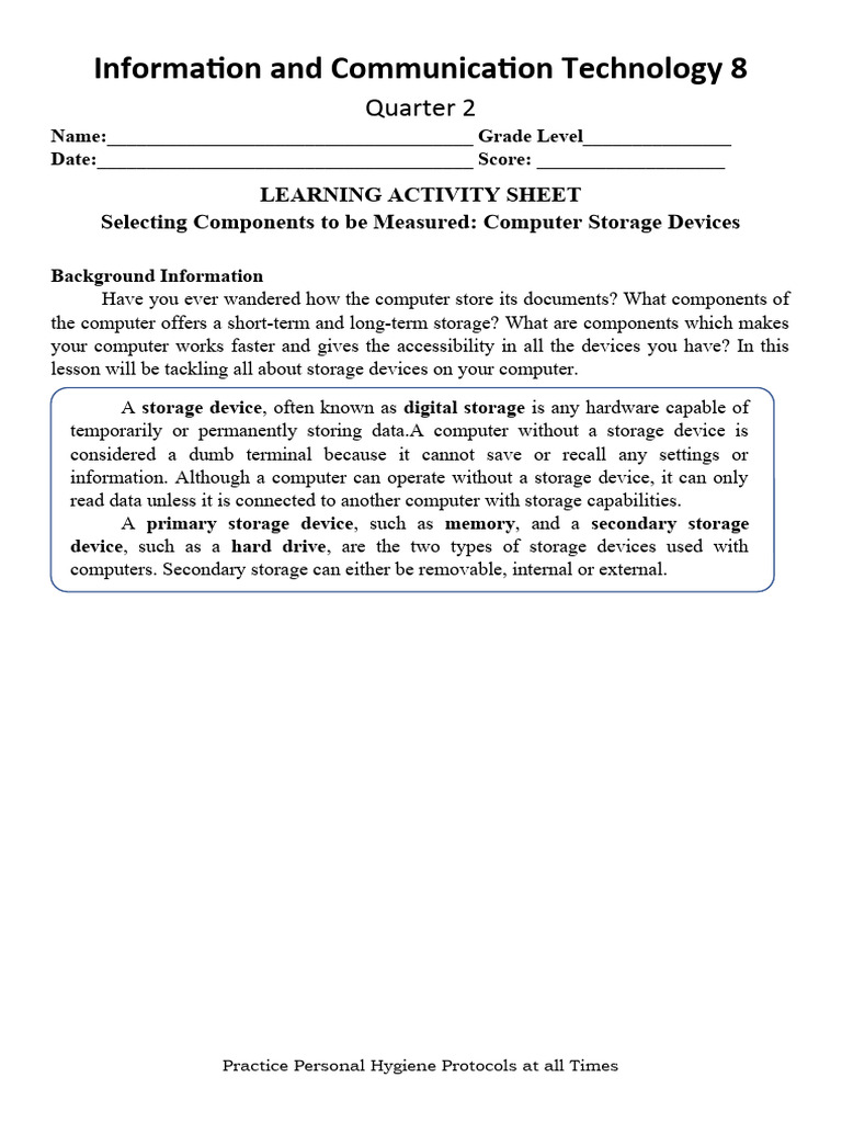 Q2M1 Booklet | PDF | Computer Data Storage | Random Access Memory
