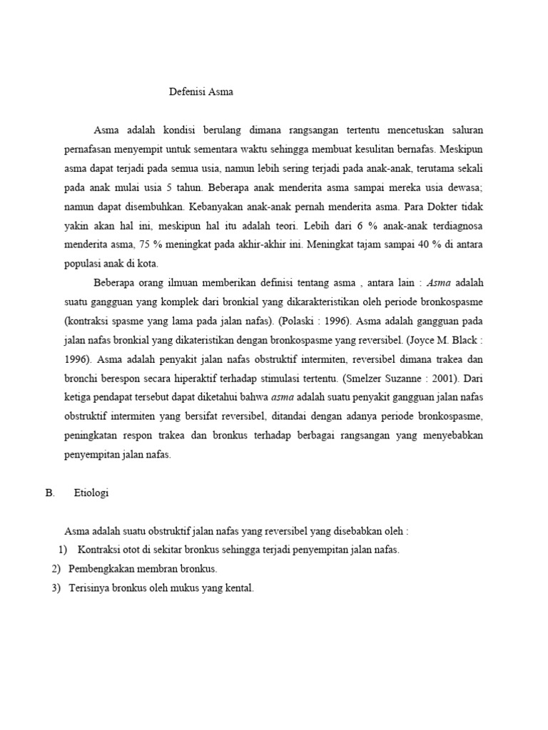 Definisi dan Penyebab Asma pada Anak | PDF | Kesehatan Holistik | Sains ...