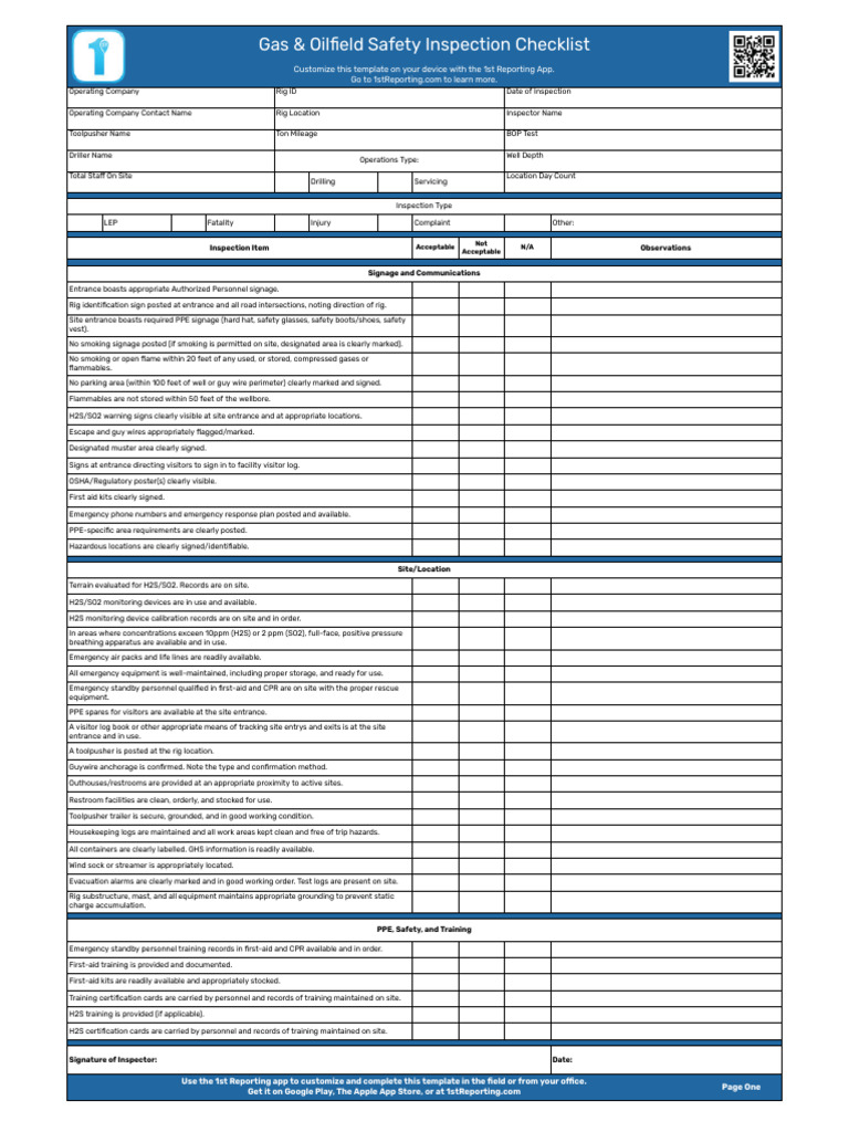 89 Gas and Oilfield Safety Inspection Checklist | PDF | Stairs ...