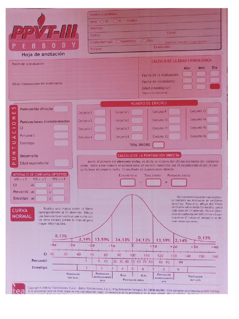 Peabody Hoja de Respuesta | PDF