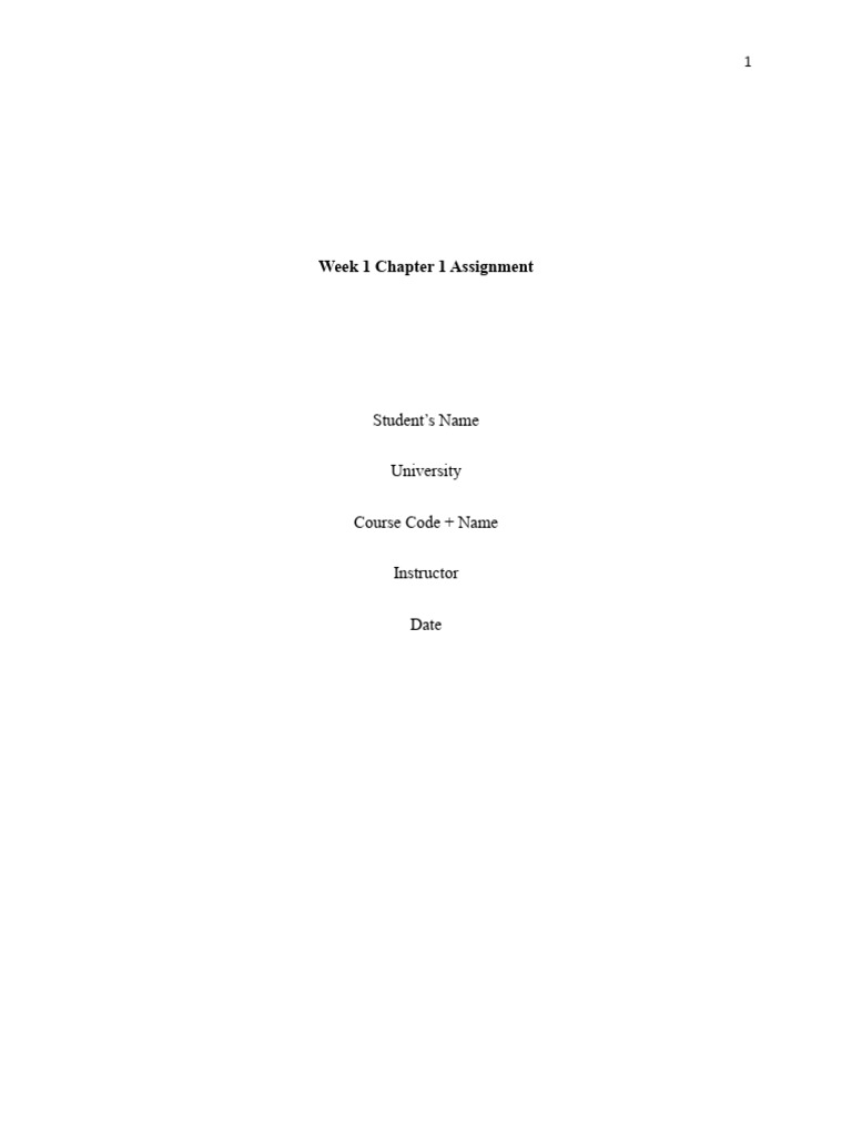 Week 1 Chapter 1 Assignment | PDF