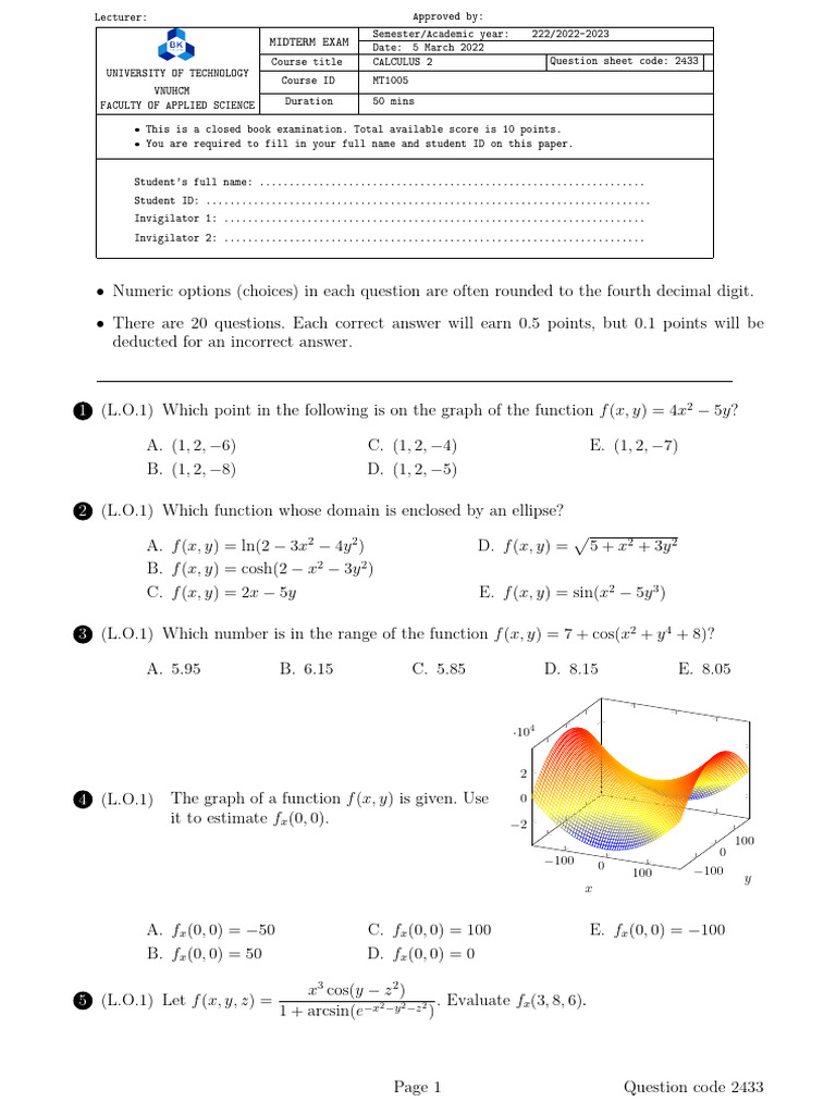 Midterm Exam-222 | PDF | Mathematical Analysis | Mathematical Physics