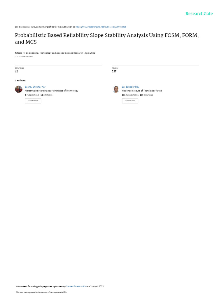 Research Paper Slope | PDF | Reliability Engineering | Soil Mechanics
