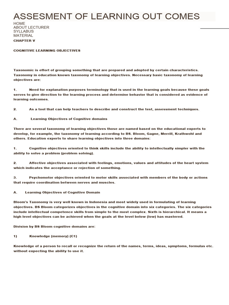 Assessment of Learning Out Comes | PDF | Causality | Learning
