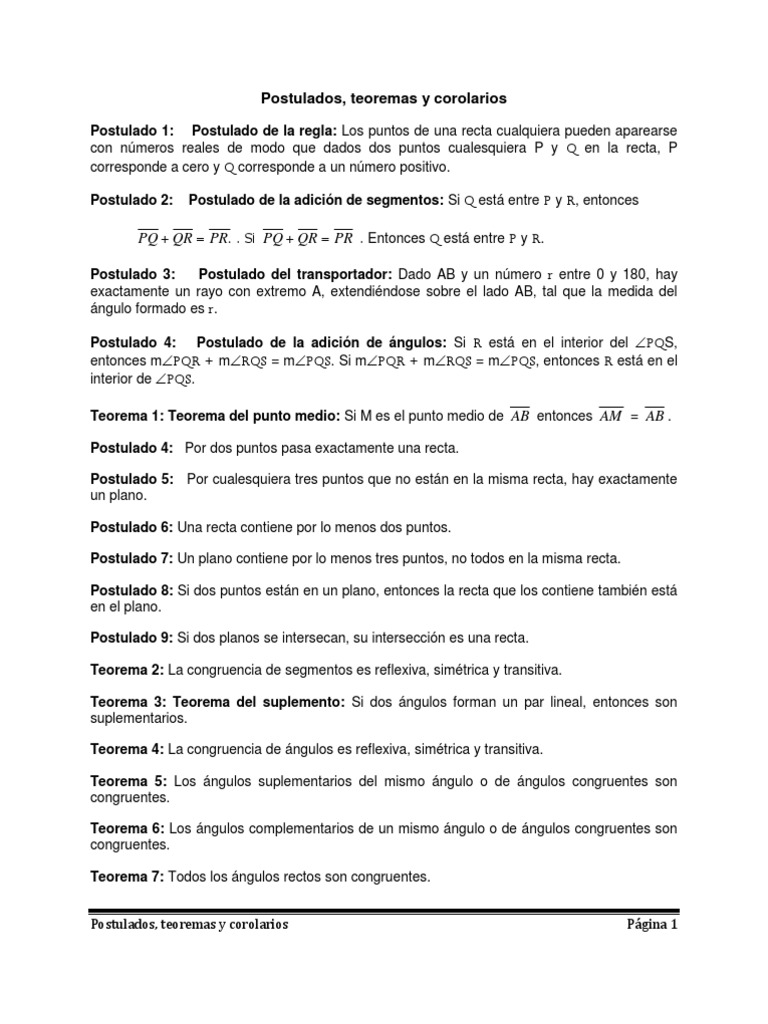 G5 Postulados y Teoremas | Triángulo | Geometría euclidiana
