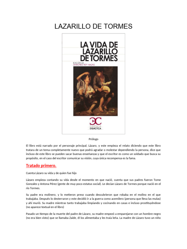 Resumen Lazarillo de Tormes | PDF | Vino