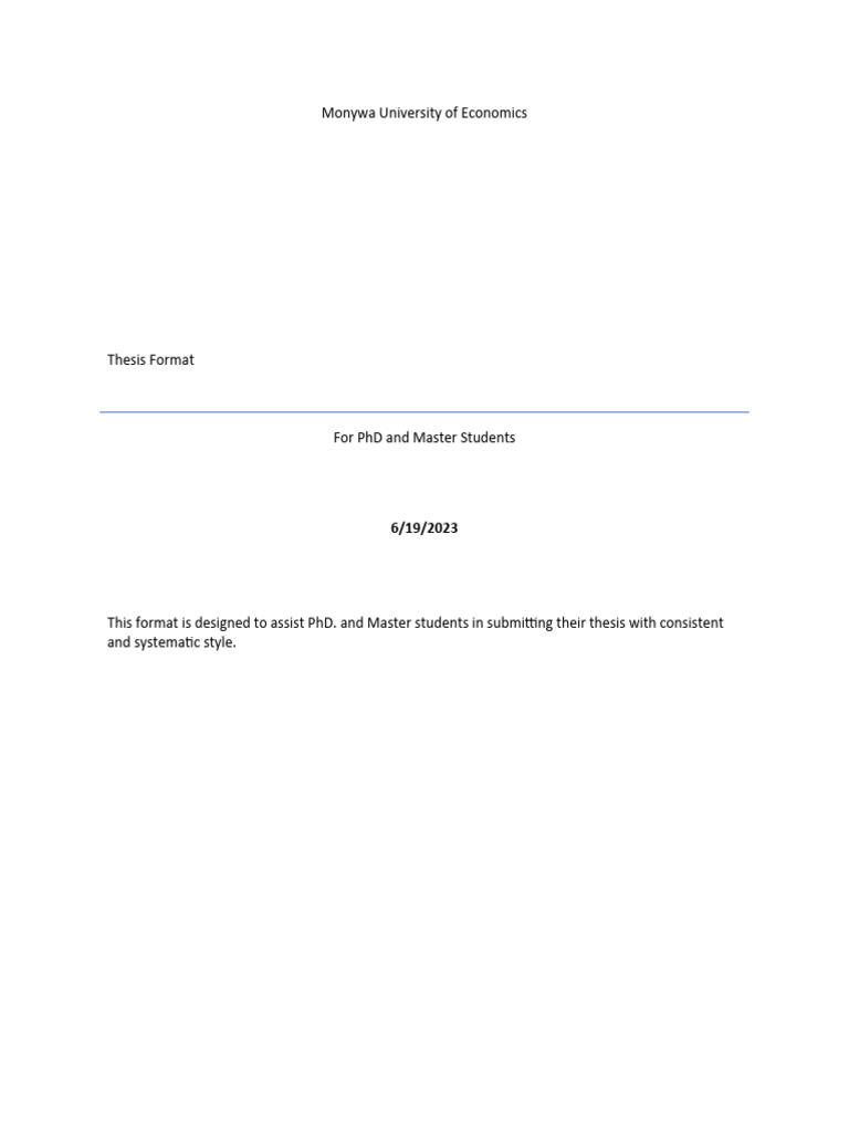 Monywa University Thesis Formatting Guide | PDF | Thesis | Doctor Of ...