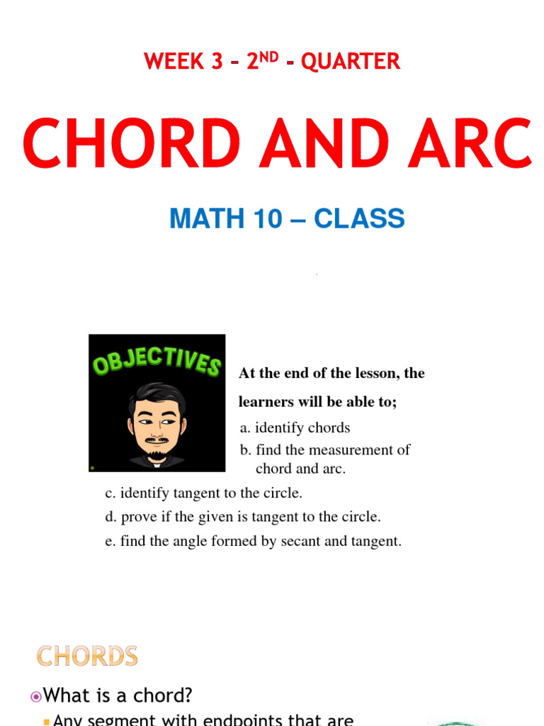 WEEK 3 Chords Arcs Tangent and Secants | PDF | Perpendicular | Circle