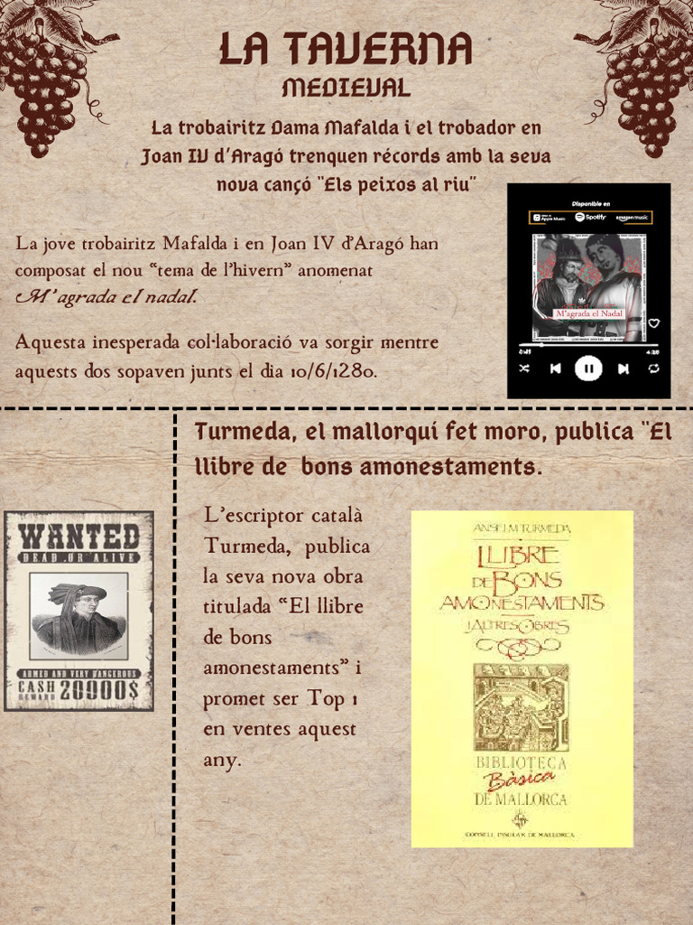 Menú Restaurante Taberna Española Antiguo Marrón | PDF