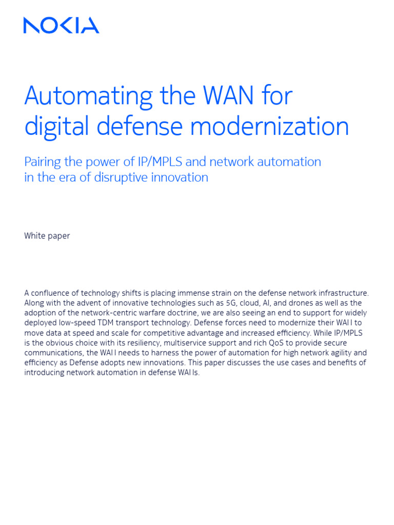 Nokia Automate The WAN For Defense Digital Modernization White Paper EN ...