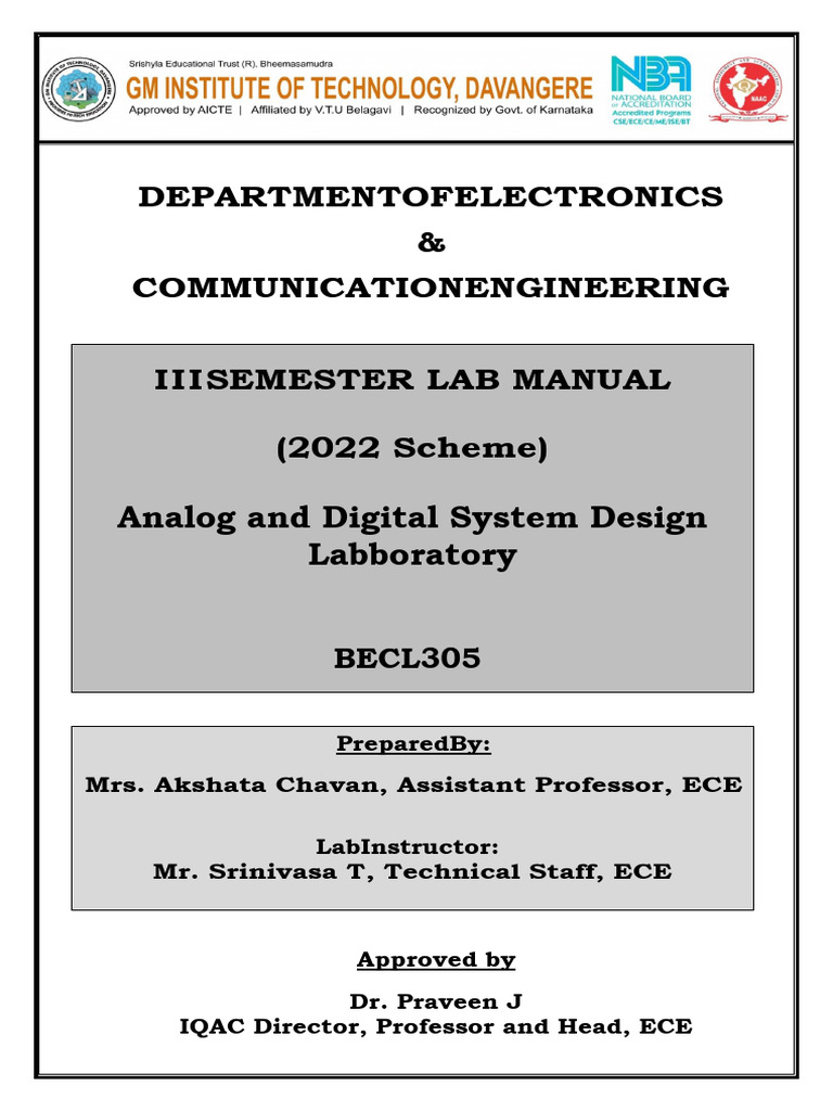ADE LAB UPDATED Manual-Draft 22 SCHEME - 23-24 | PDF | Amplifier | Electronic Oscillator