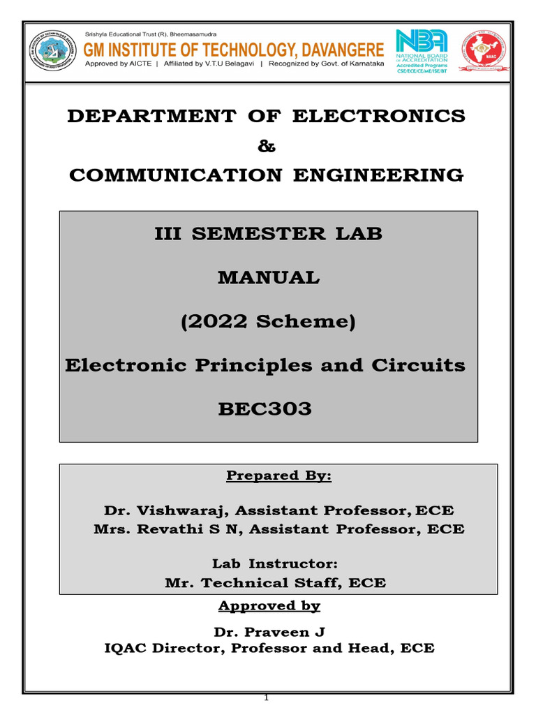 EPC 3rd Sem Lab Manual | PDF | Field Effect Transistor | Rectifier