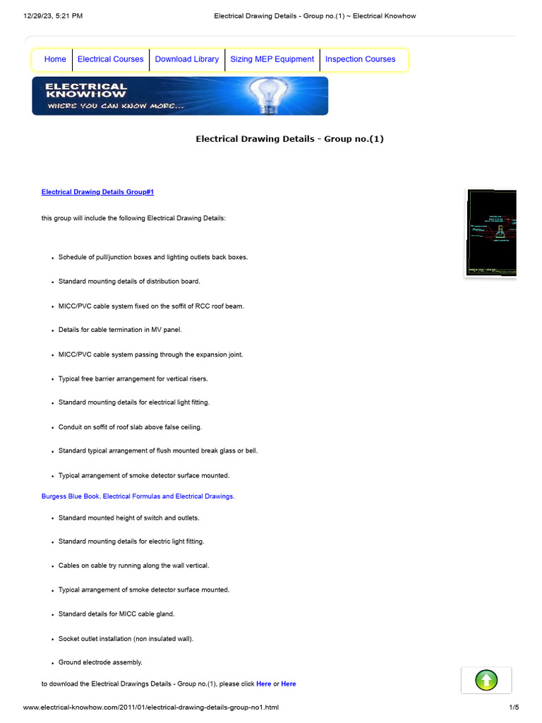 Electrical Drawing Details - Group No. (1) Electrical Knowhow | PDF ...