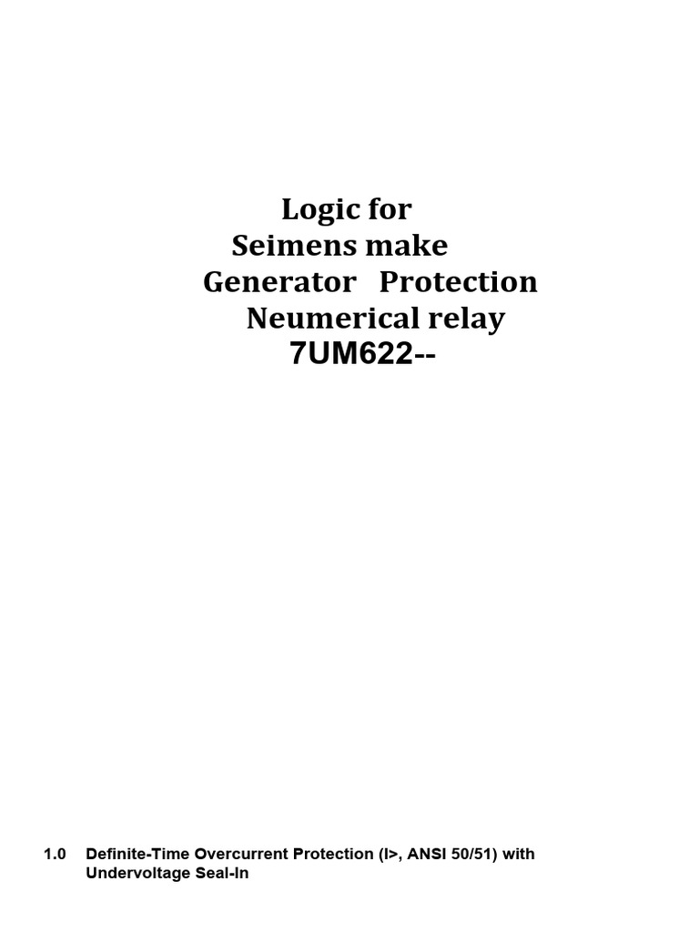Generator Protection Theory and Logic | PDF | Electric Generator ...