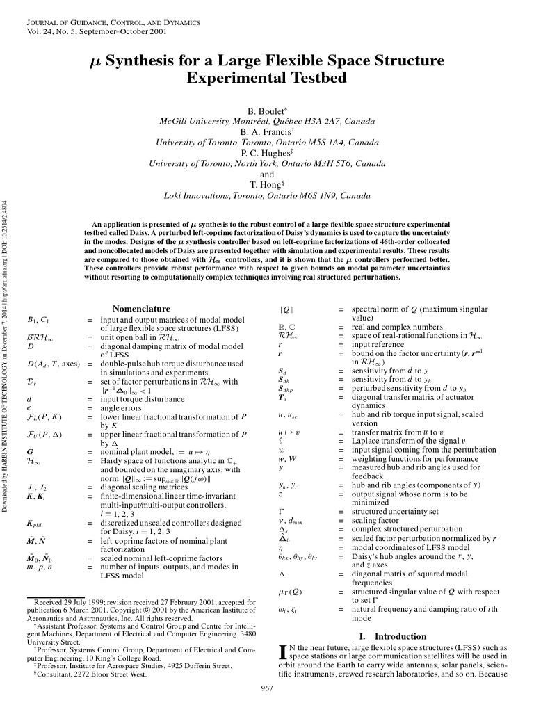 01 Mu Synthesis | PDF | Matrix (Mathematics) | Linear Algebra