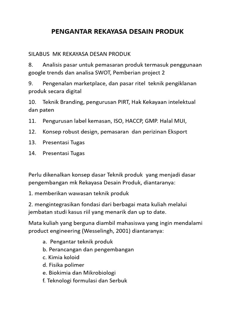 Pengantar Rekayasa Desain Produk | PDF | Bisnis