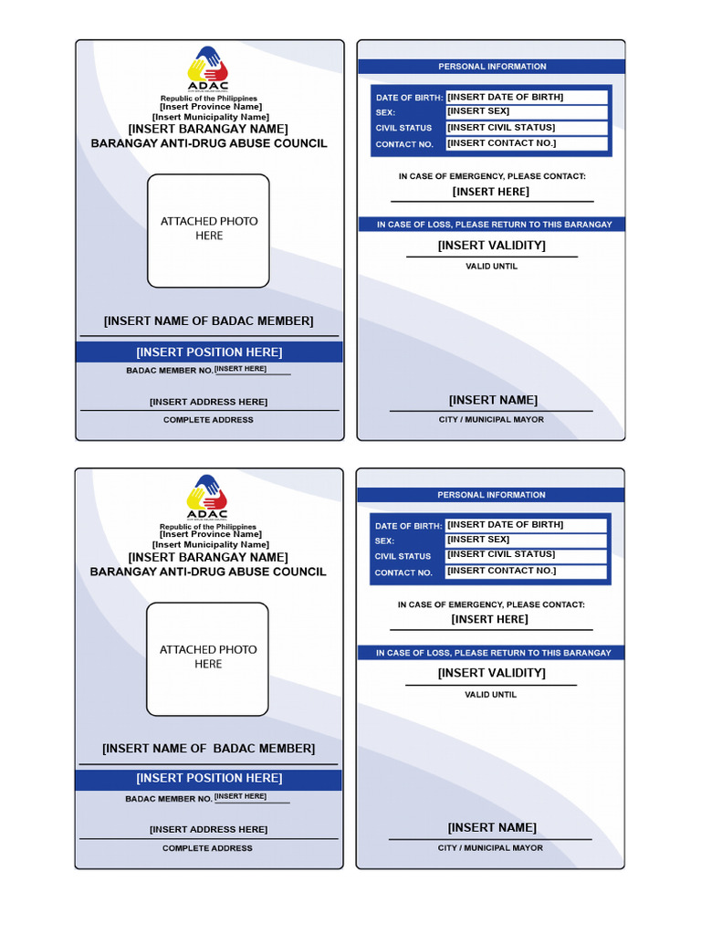 BADAC TEMPLATE Identification Card Template | PDF | Politics