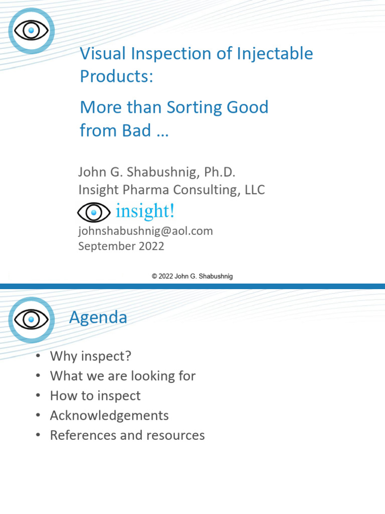 Visual Inspection of Injectable Products | PDF | Particulates | Visual ...