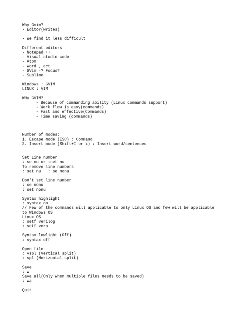 Gvim Keys | Download Free PDF | Computing | Software