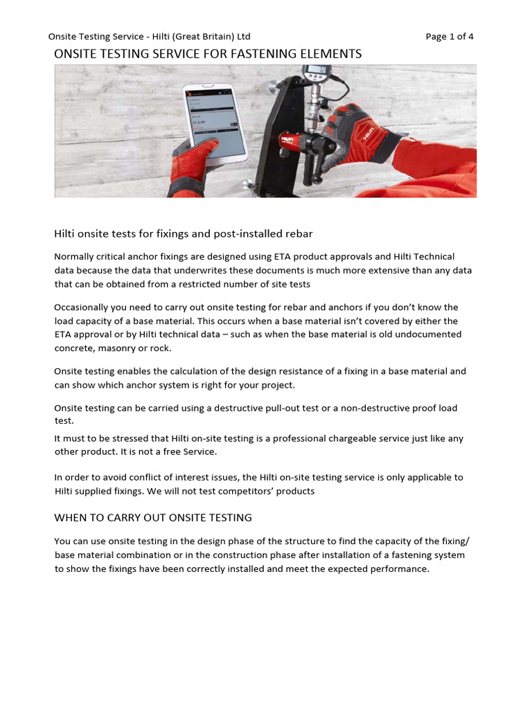 Hilti Site Testing Brochure For Customers (Britain) | PDF | Quality ...