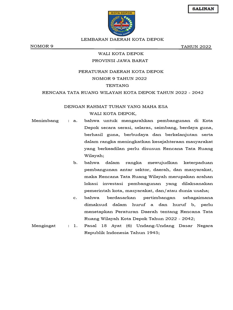 Perda Depok 9 2022 | PDF