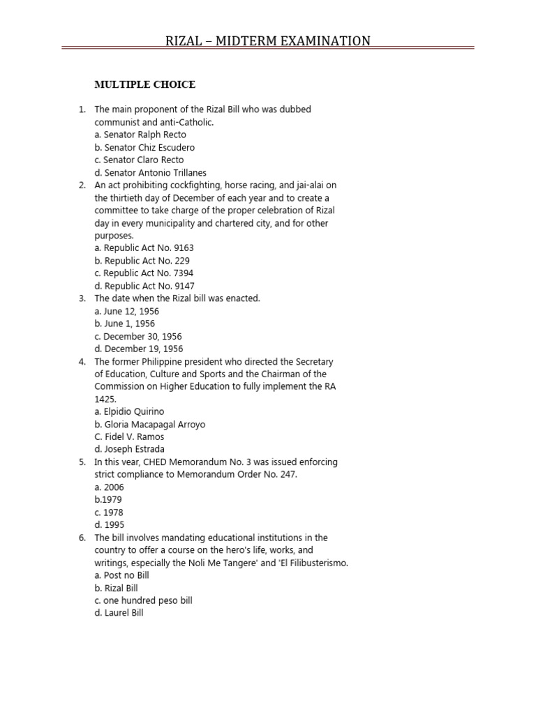 RIZAL-MIDTERM-EXAM | PDF | Philippines