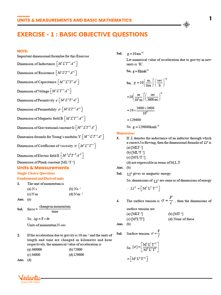 1-JEE-Units - Measurements and Basic Mathematics-Ex-1-Q. With Sol ...