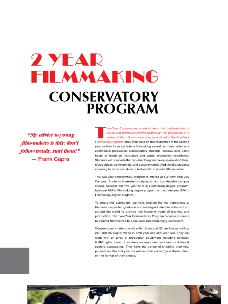 2 Year Filmmaking: Conservatory Program | PDF | Filmmaking | Cinematography