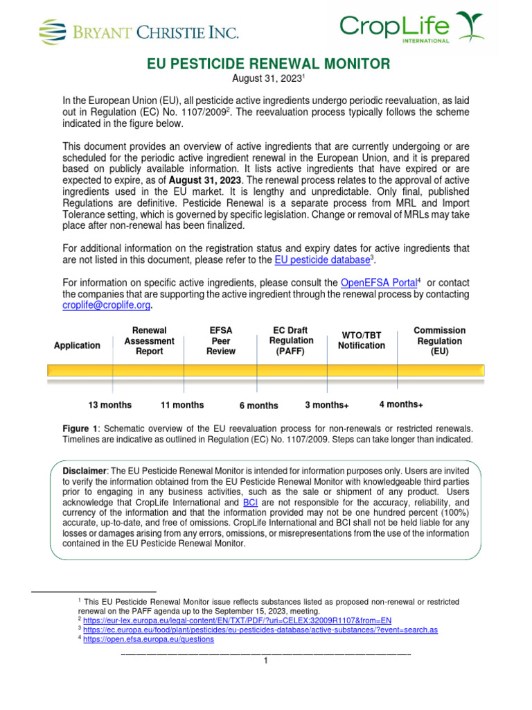 EU Pesticide Renewal Monitor - EN - September 2023 | PDF | European ...